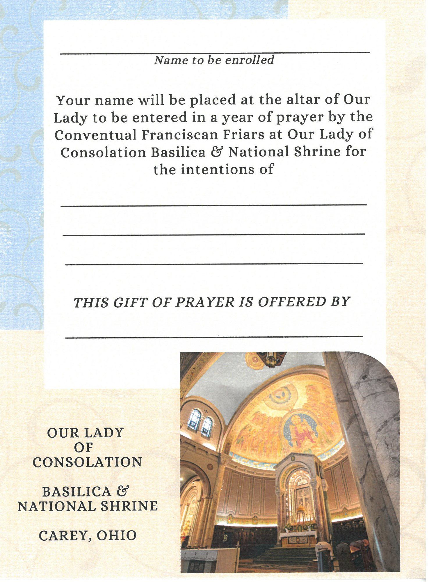 Devotional Cards – Basilica and National Shrine of Our Lady of Consolation