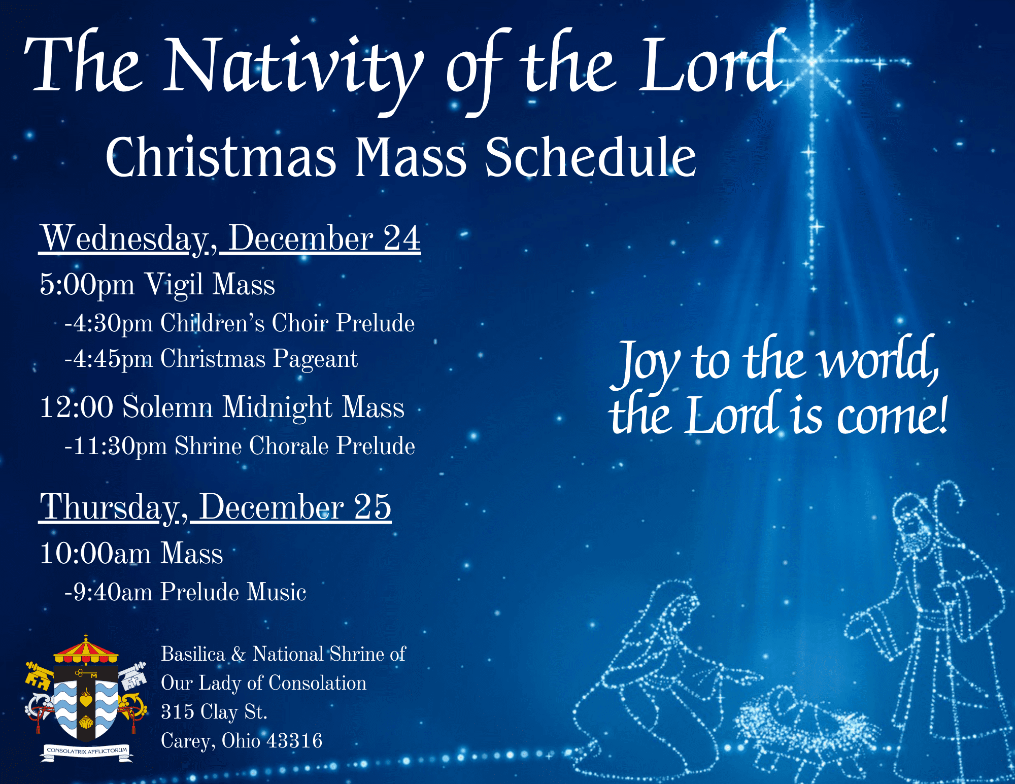 Christmas Mass Schedule – Basilica and National Shrine of Our Lady of ...
